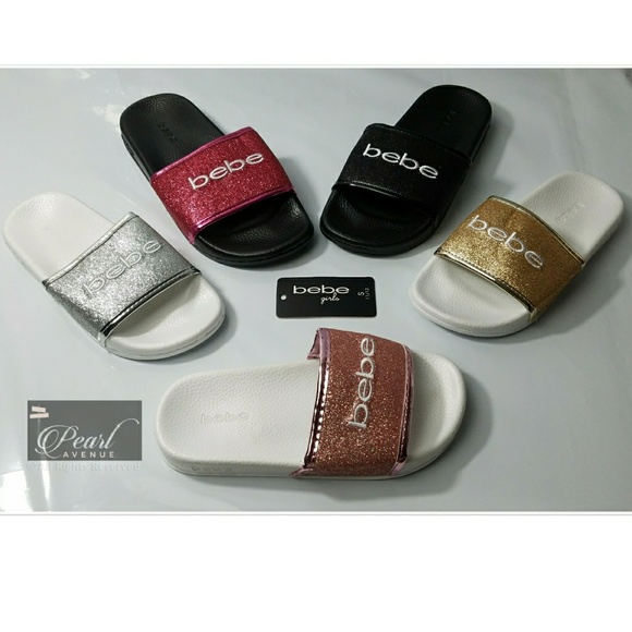 bebe | Shoes | Girls Bebe Glitter Texture Slides | Poshmark